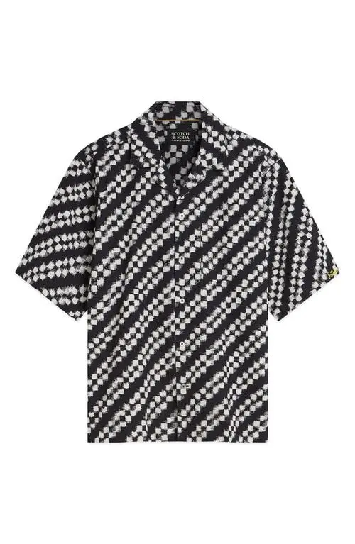 Scotch & Soda Ikat Relaxed Fit Short Sleeve Shirt