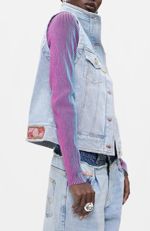 Desigual Trucker Vest With Stand Collar