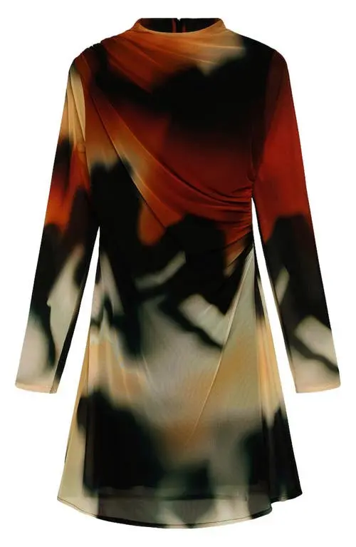 Desigual Printed Mock Neck Long Sleeve Dress