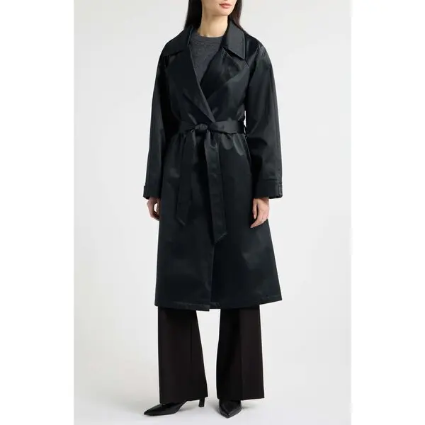 Via Spiga Belted Trench Coat - Black