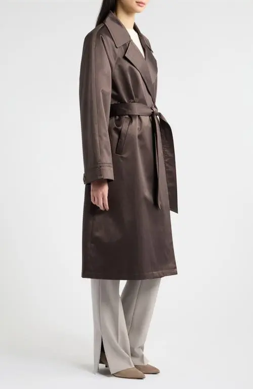 Via Spiga Belted Trench Coat - Chocolate