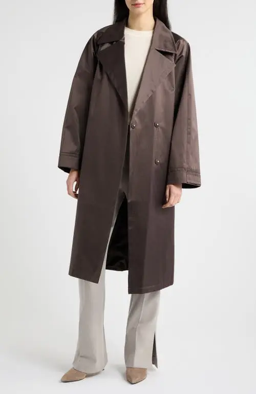 Via Spiga Belted Trench Coat - Chocolate