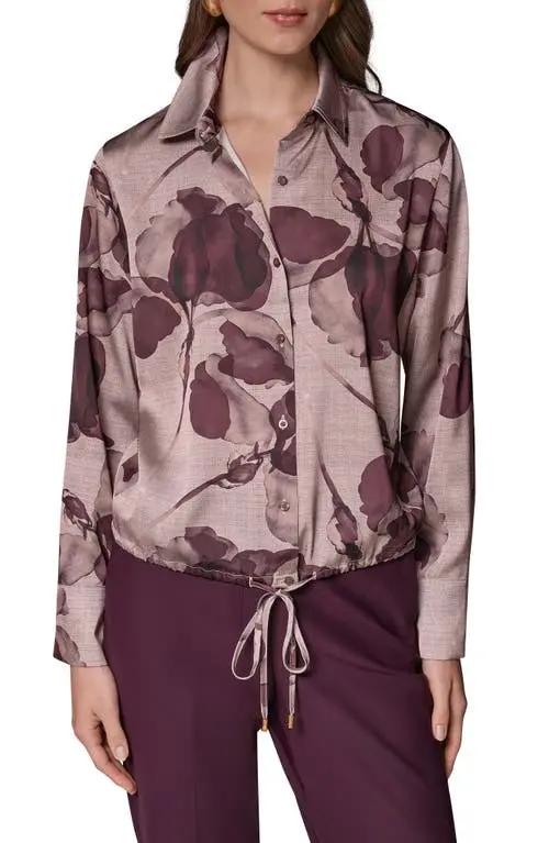 Donna Karan New York Printed Long Sleeve Shirt With Drawstring Hem