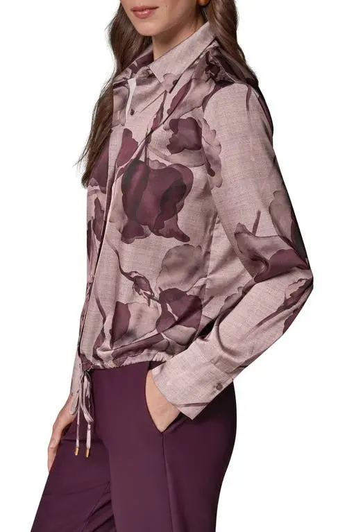 Donna Karan New York Printed Long Sleeve Shirt With Drawstring Hem