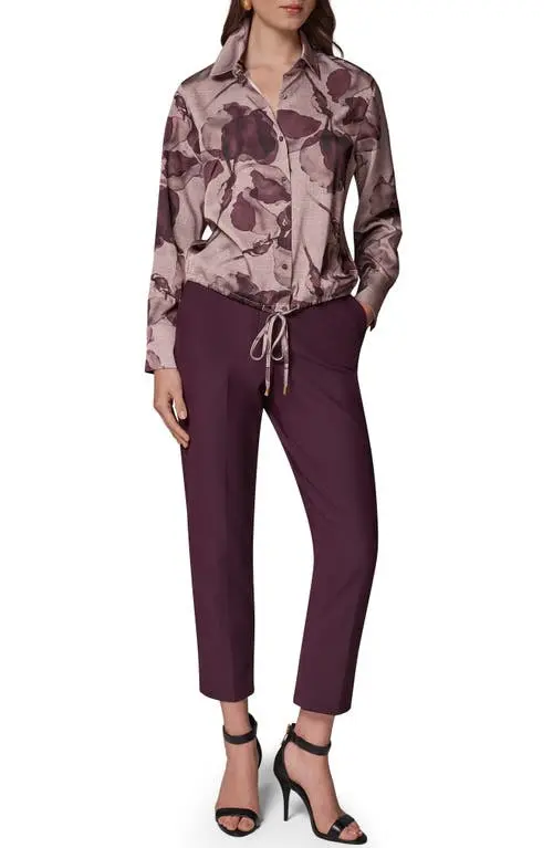 Donna Karan New York Printed Long Sleeve Shirt With Drawstring Hem