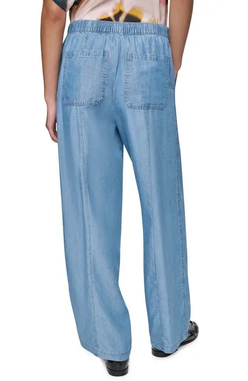 Dkny Wide Leg Tencel Lyocell Drawstring Pants