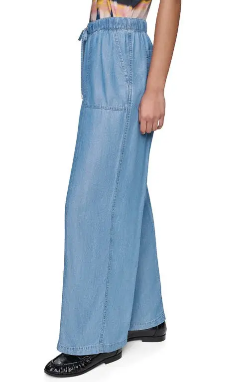 Dkny Wide Leg Tencel Lyocell Drawstring Pants