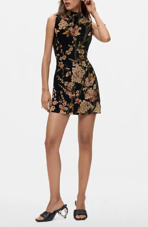 Desigual Floral Sleeveless Mock Neck Minidress