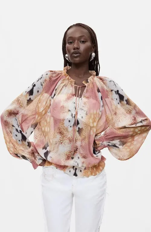 Desigual Smocked Long-sleeve Top