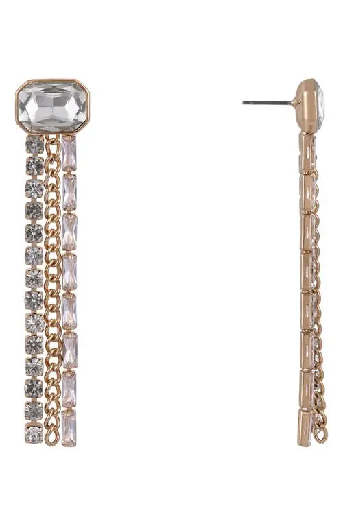 Badgley Mischka Stone And Chain Linear Drop Earrings - Gold