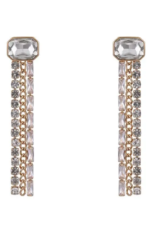 Badgley Mischka Stone And Chain Linear Drop Earrings - Gold