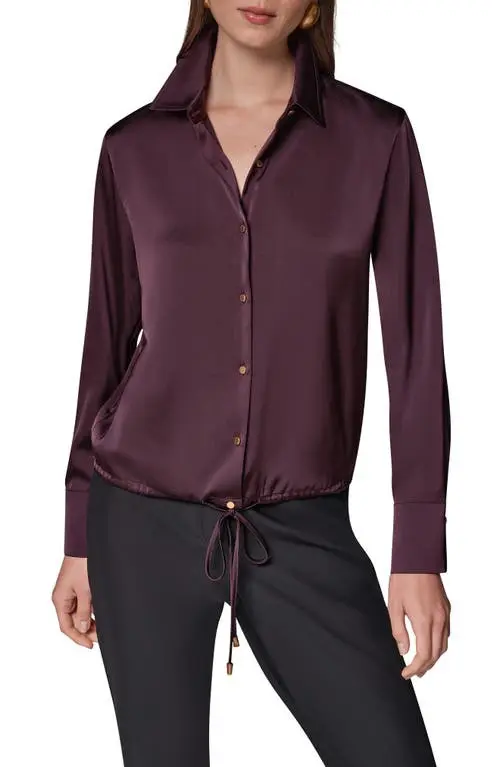 Donna Karan New York Drawstring Hem Satin Shirt