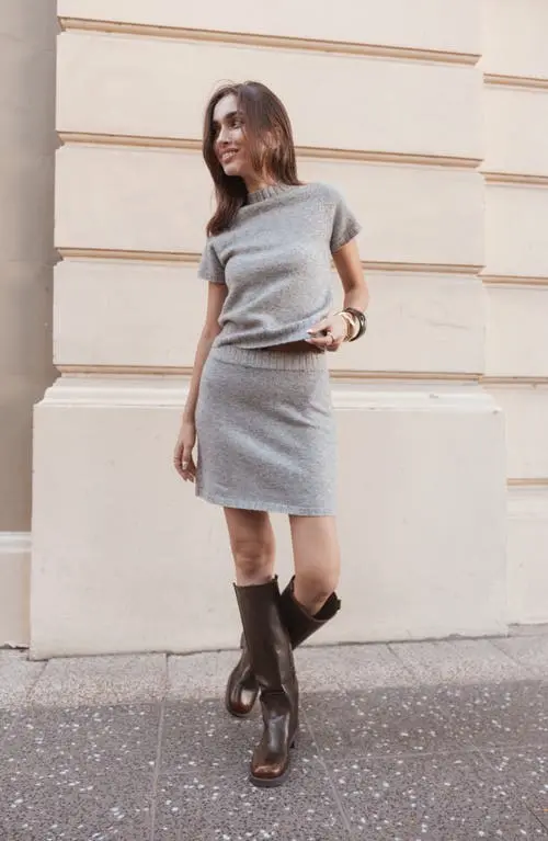 PETAL & PUP Edwards Knit Top And Mini Skirt Set