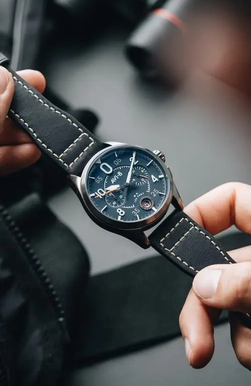 AVI-8 Spitfire Lock Chronograph Leather Strap Watch