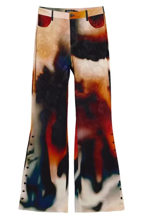 Desigual Wide Leg Printed Viscose Trousers
