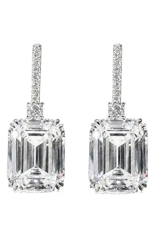 Fallon Emerald Cut Estate Drop Earrings