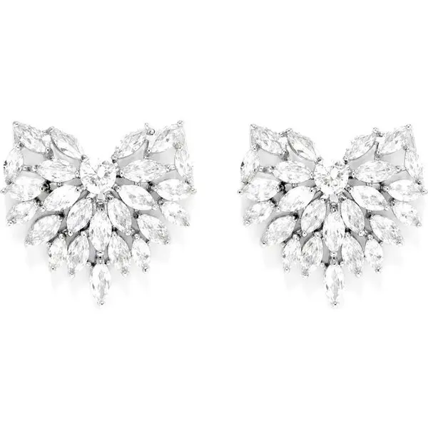 Fallon Radiant Heart Cubic Zirconia Button Earrings