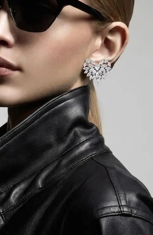 Fallon Radiant Heart Cubic Zirconia Button Earrings