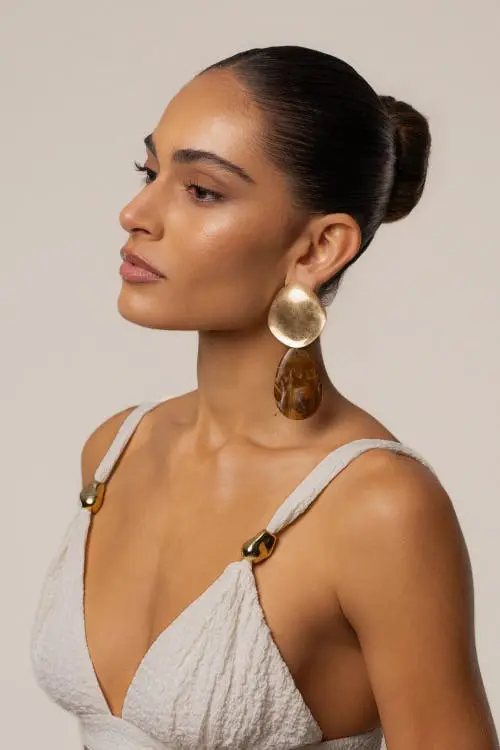 JLUXLABEL Aris Molten Drop Earrings - Brown