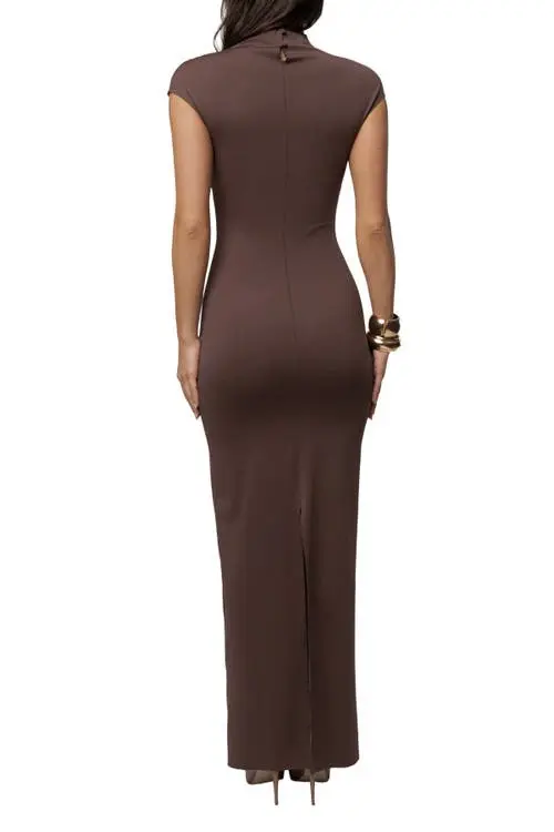 JLUXLABEL Margot Mock Neck Dress - Brown