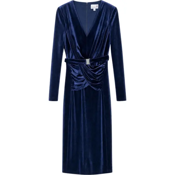 CARTOLINA Ulla Velvet Midi Dress - Navy