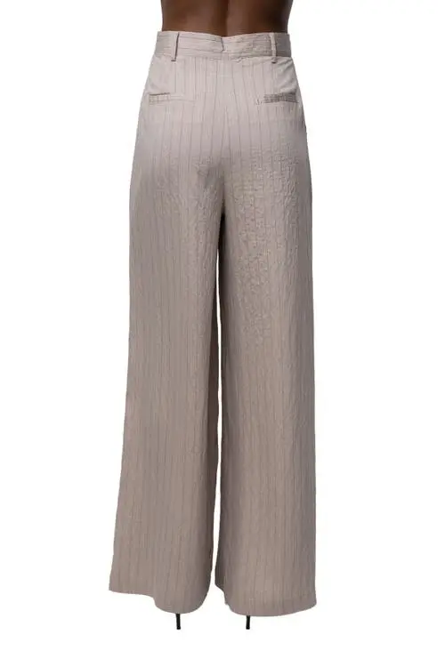 JLUXLABEL Social Club Pinstripe Pants - Stone
