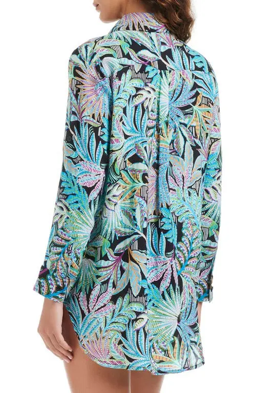 BEYOND CONTROL Print Button-up Cover-up Shirt