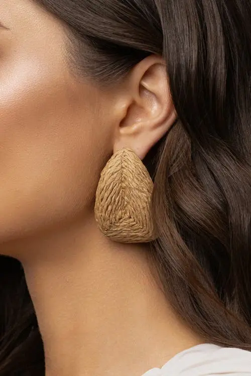 JLUXLABEL Beach Club Raffia Earrings - Brown