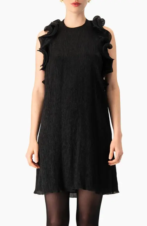 IVONNE Crinkle Texture Sleeveless Dress With Ruffled Open Back