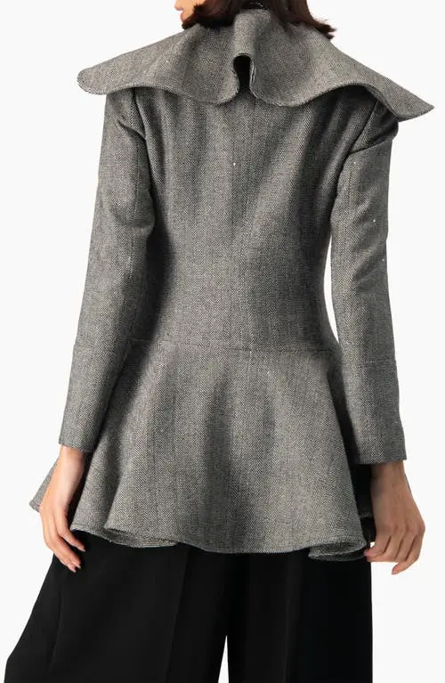 IVONNE Double-breasted Peplum Jacket With Oversized Shawl Collar