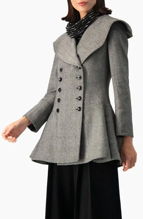 IVONNE Double-breasted Peplum Jacket With Oversized Shawl Collar