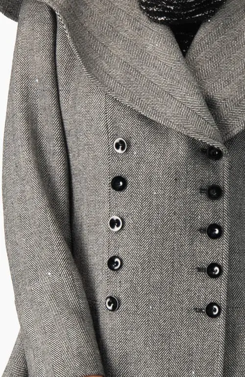 IVONNE Double-breasted Peplum Jacket With Oversized Shawl Collar