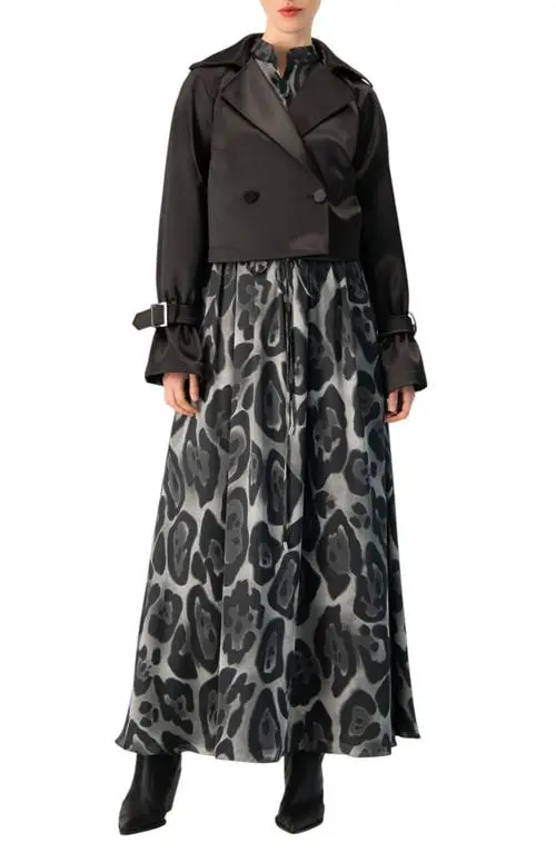 IVONNE Satin Finish Cropped Double-breasted Jacket