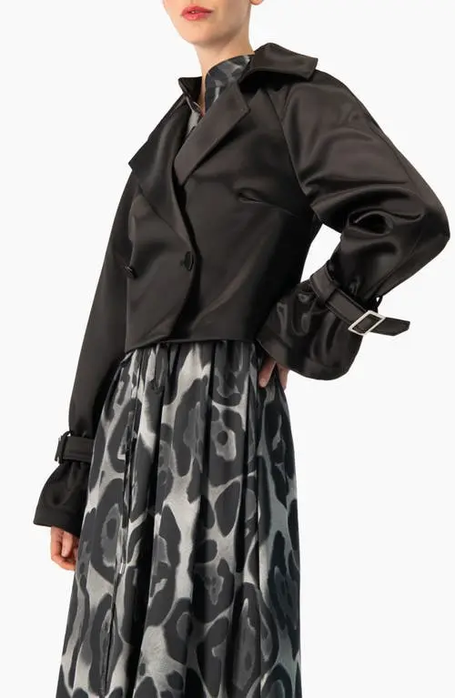 IVONNE Satin Finish Cropped Double-breasted Jacket