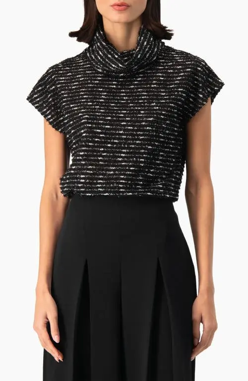 IVONNE Metallic Fleck Boucle Cowl Neck Top