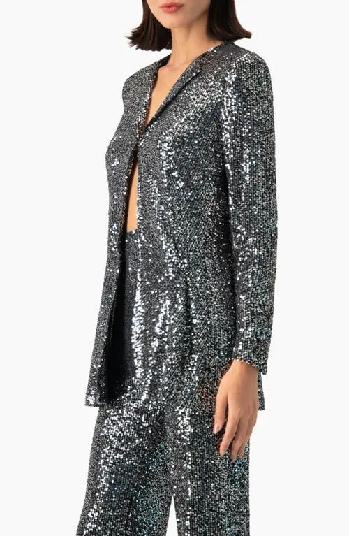 IVONNE Single-clasp Sequin Evening Blazer