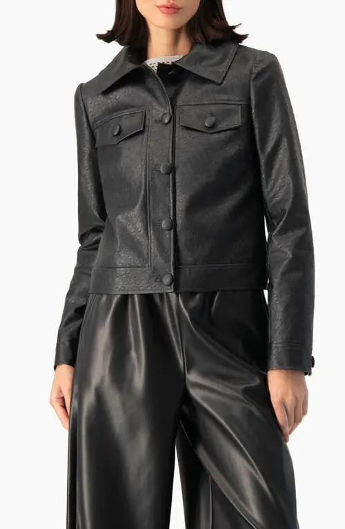 IVONNE Cropped Faux Leather Utility Jacket