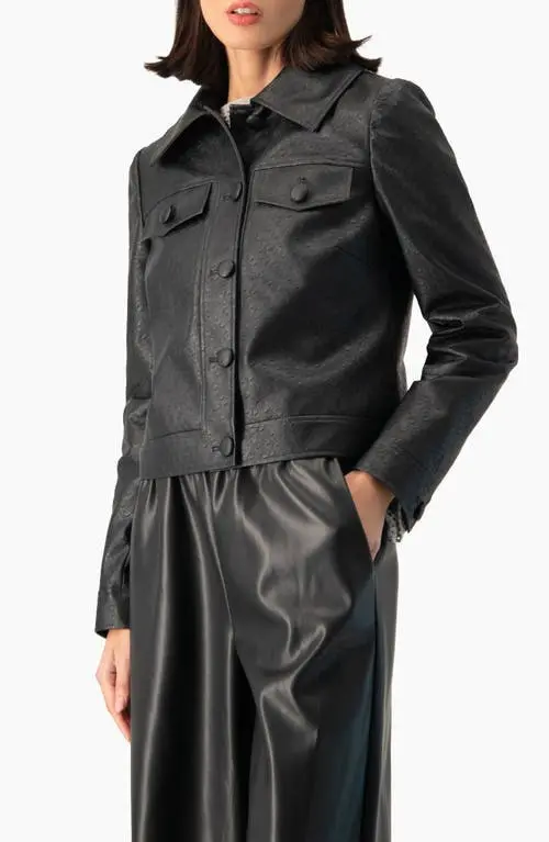 IVONNE Cropped Faux Leather Utility Jacket