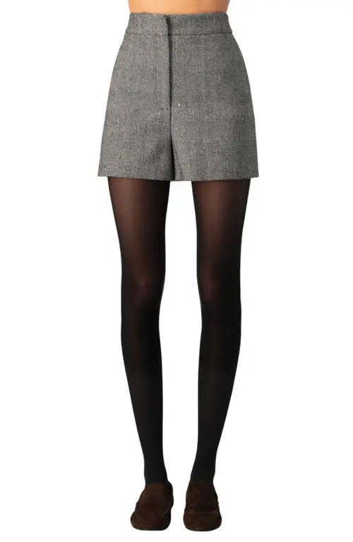 IVONNE High-rise Tweed Shorts With Metallic Fleck