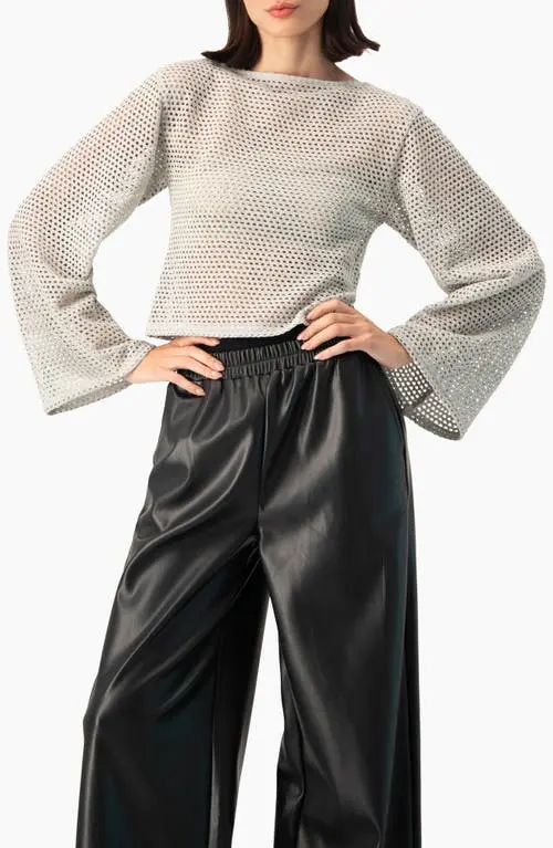 IVONNE Metallic Open-knit Cropped Sweater