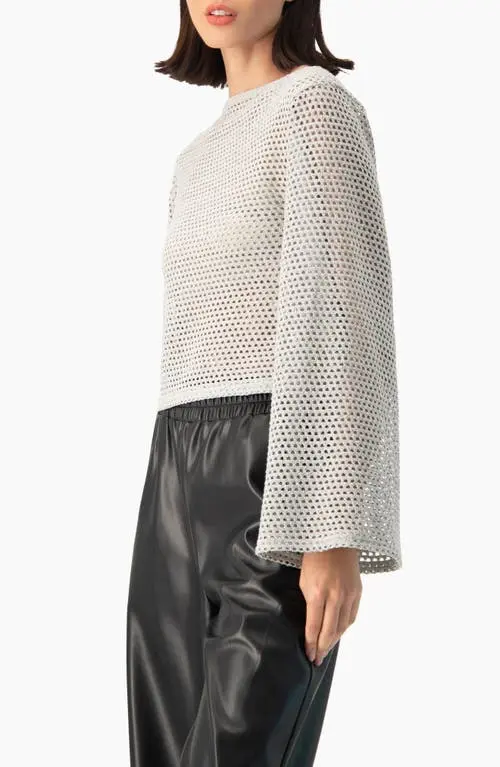 IVONNE Metallic Open-knit Cropped Sweater