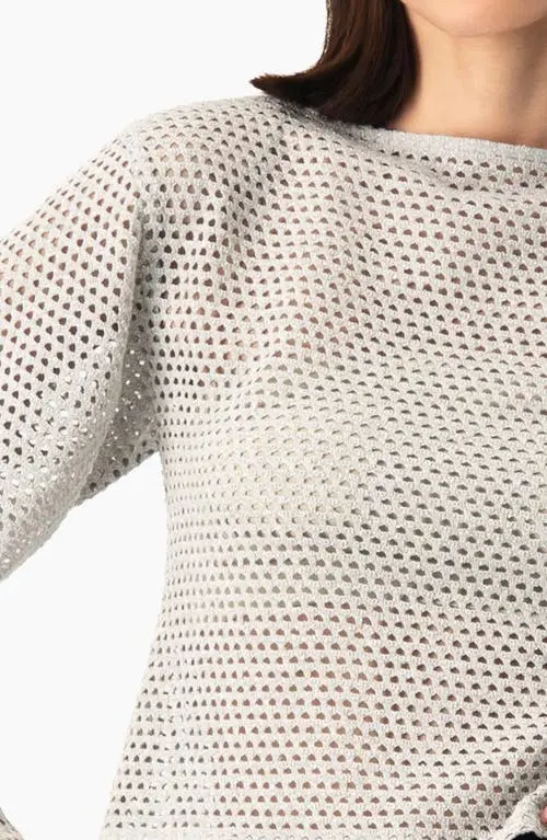 IVONNE Metallic Open-knit Cropped Sweater