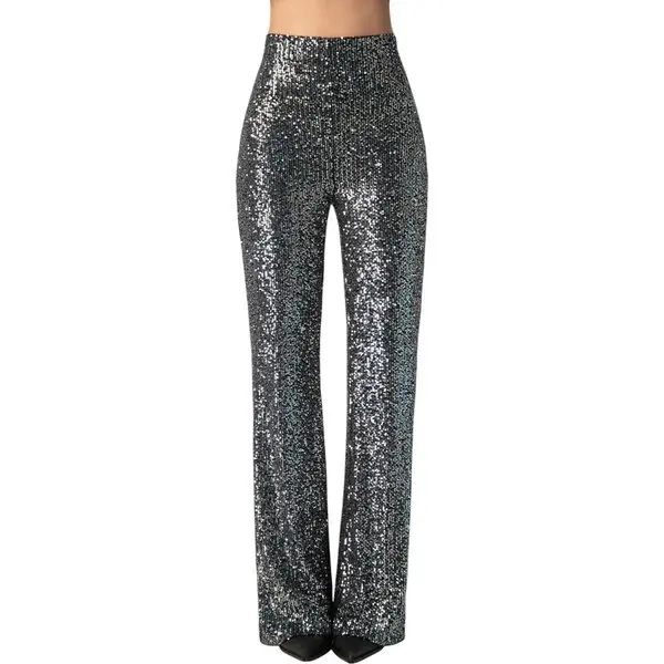IVONNE All-over Sequin High-rise Flare Pants