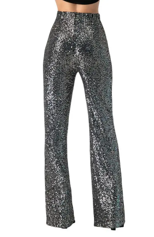 IVONNE All-over Sequin High-rise Flare Pants
