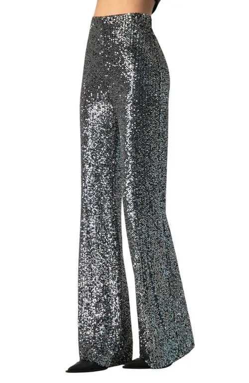 IVONNE All-over Sequin High-rise Flare Pants