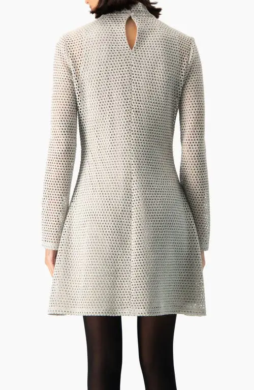 IVONNE Crochet Mesh Long Sleeve Fit-and-flare Mini Dress