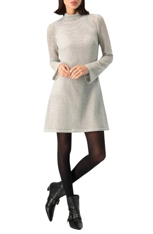 IVONNE Crochet Mesh Long Sleeve Fit-and-flare Mini Dress