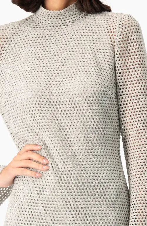IVONNE Crochet Mesh Long Sleeve Fit-and-flare Mini Dress
