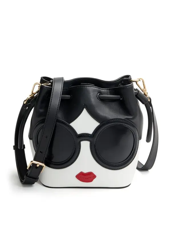 Alice + Olivia Pearl Pointelle Tie Back Halter - Black/off White Multi