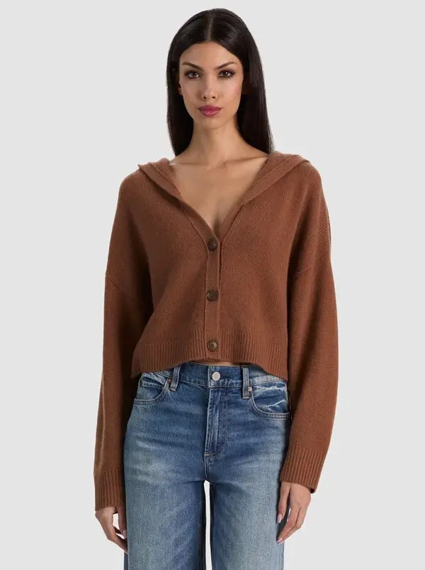 Alice + Olivia Pearl Pointelle Tie Back Halter - Camel